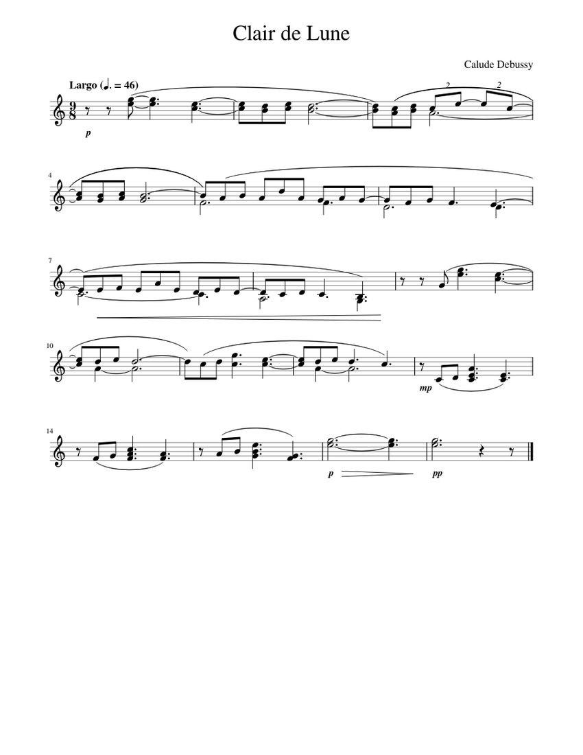 Clair de Lune Kalimba Sheet Music for Kalimba (Solo) | MuseScore.com