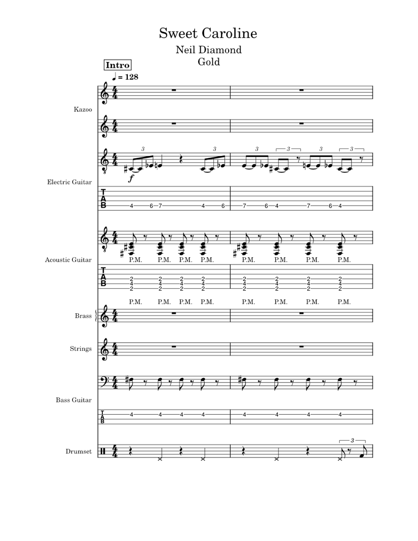 Sweet Caroline – Neil Diamond Sheet Music and Tab for Kazoo, Guitar ...