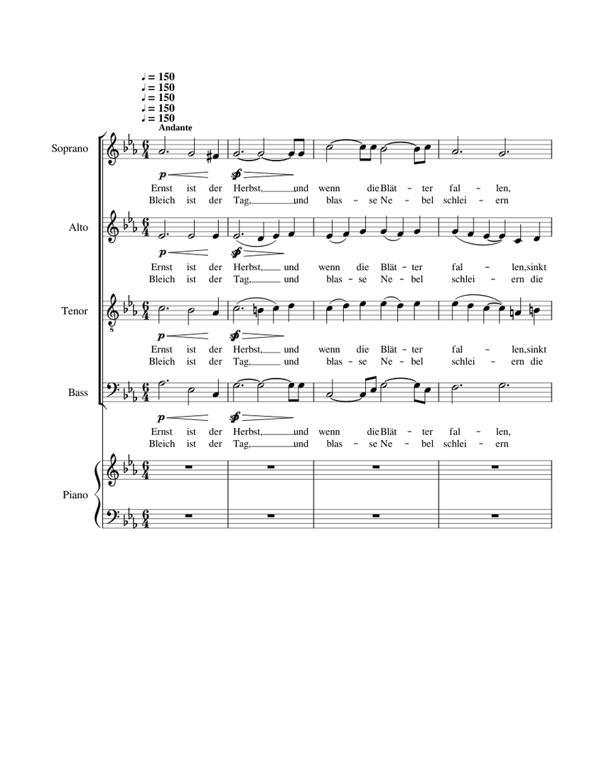 Im Herbst, Op. 104, No. 5 [In Autumn] - Johannes Brahms Sheet music for ...