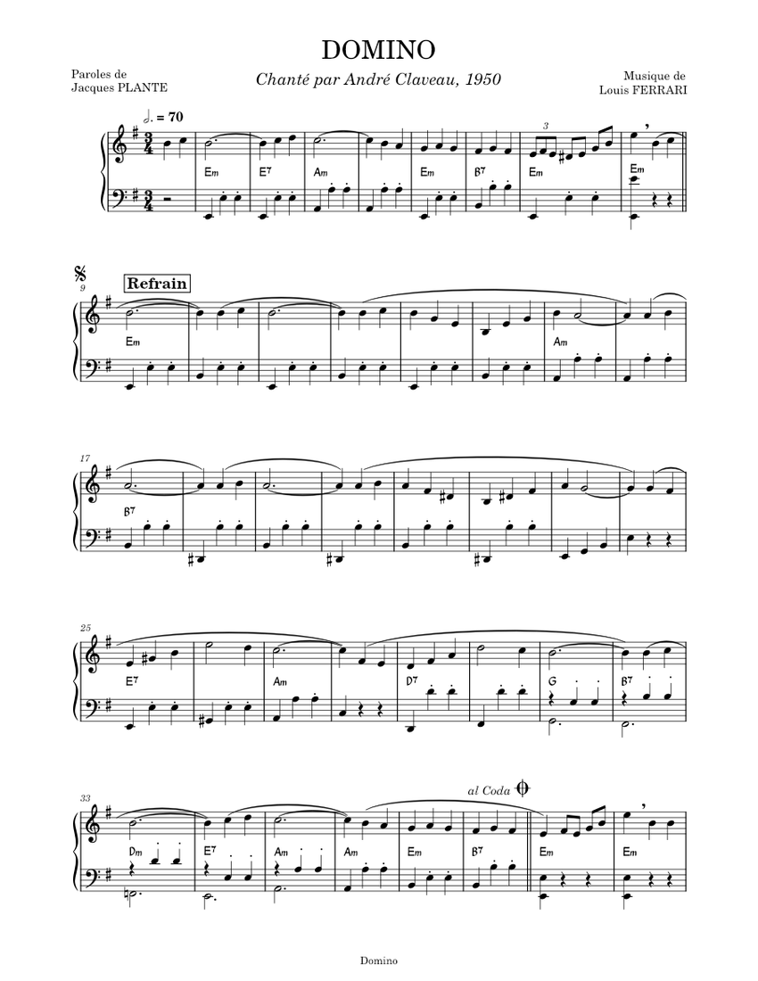 Domino – Louis Ferrari Sheet music for Accordion (Solo) | Musescore.com