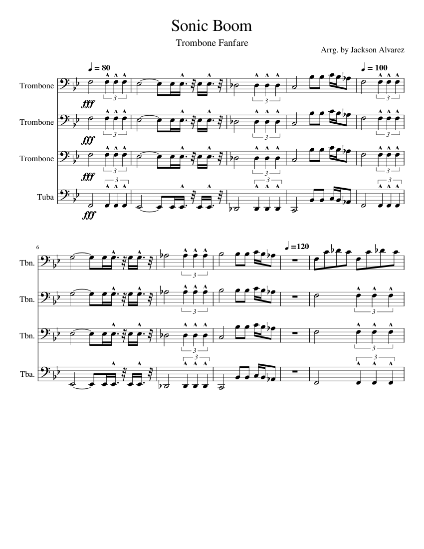 Sonic Boom – Misc Soundtrack Sonic BOOM Sheet music for Trombone, Tuba ...