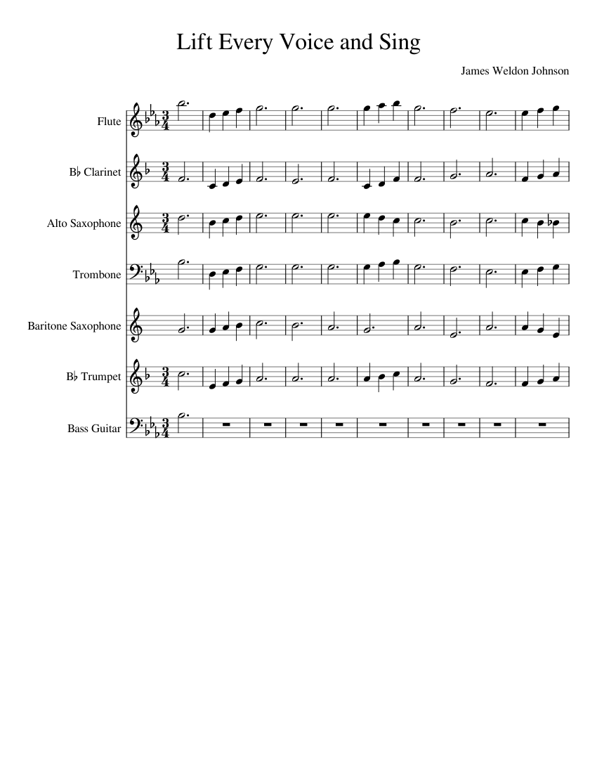 Lift every voice and sing – John R. Johnson Sheet music for Trombone ...