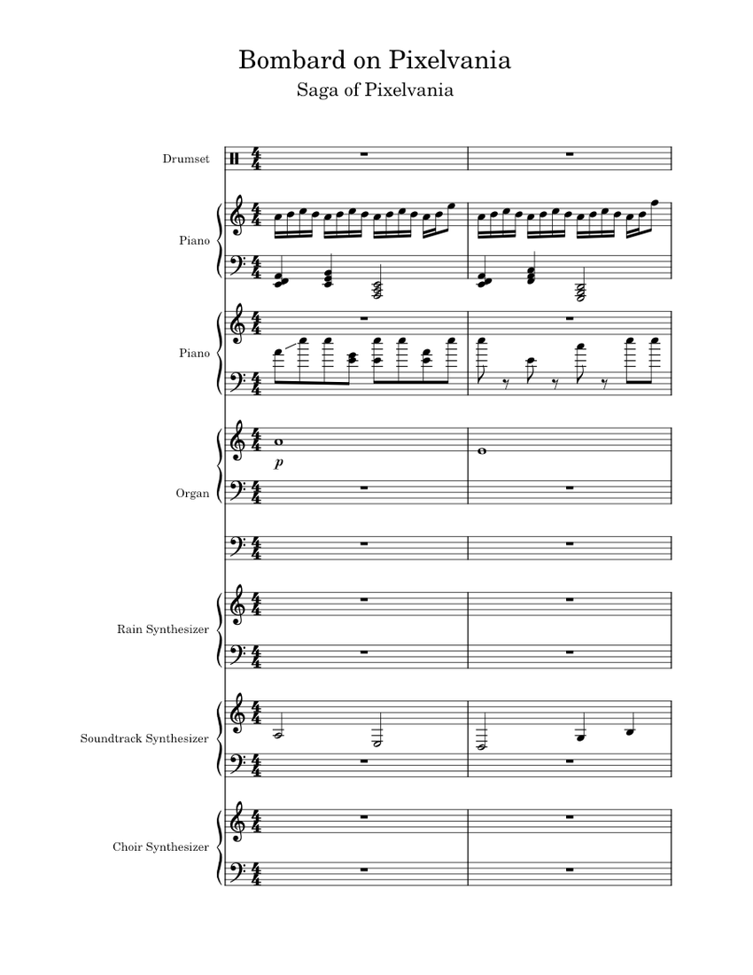 Bombard on Pixelvania Sheet music for Piano, Organ, Drum group ...