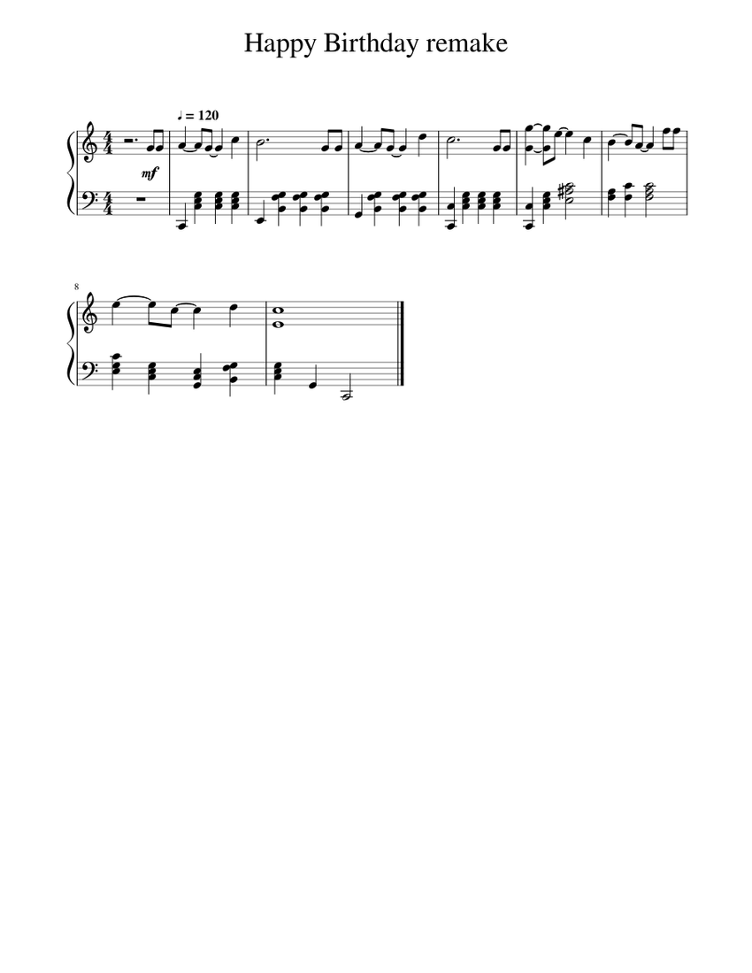 Happy Birthday remake Sheet music for Piano (Solo) Easy | Musescore.com