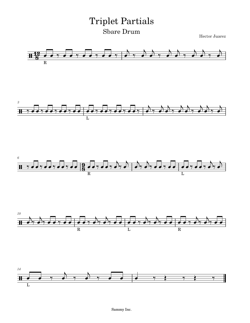 Triplet_Partials Sheet music for Snare drum (Solo) | Musescore.com