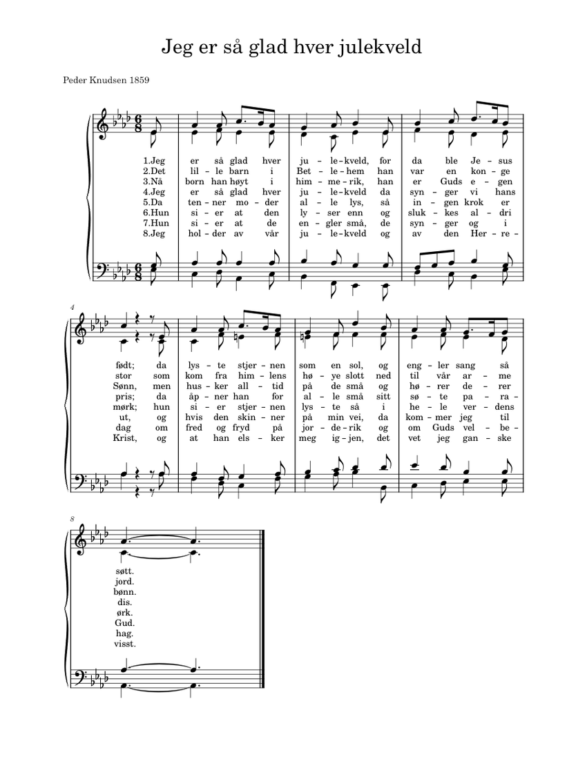 Jeg Er Så Glad – Peder Knudsen Jeg er så glad hver julekveld Sheet ...