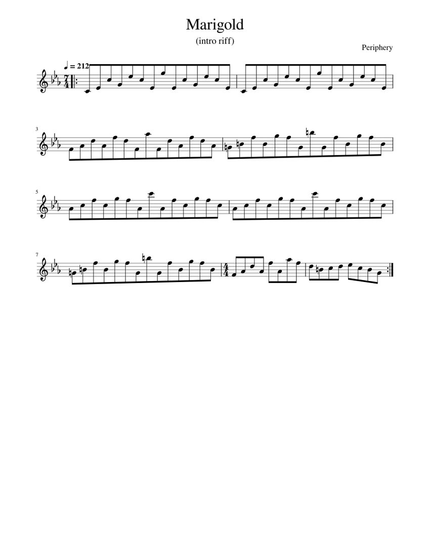 Marigold – Periphery Sheet Music for Piano (Solo) easy | MuseScore.com