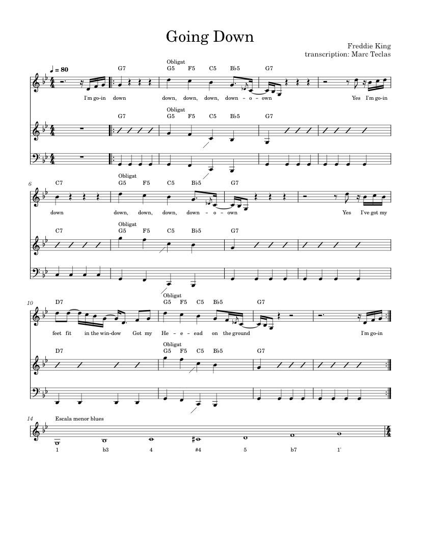 Going down – Freddie King Sheet music for Piano, Vocals (Piano-Voice ...