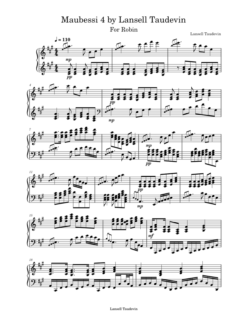 Maubessi_4_by_Lansell_Taudevin Sheet music for Piano (Solo) | Musescore.com