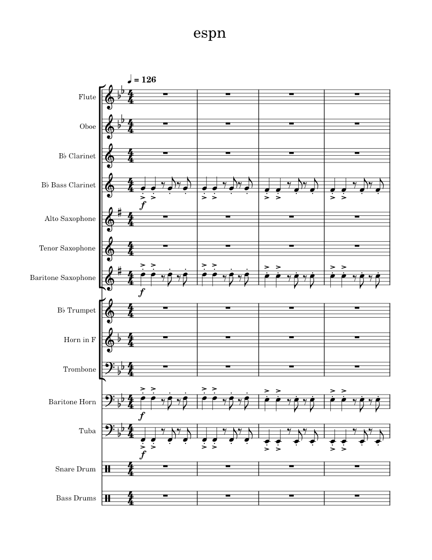 espn Sheet music for Trombone, Tuba, Flute, Oboe & more instruments ...