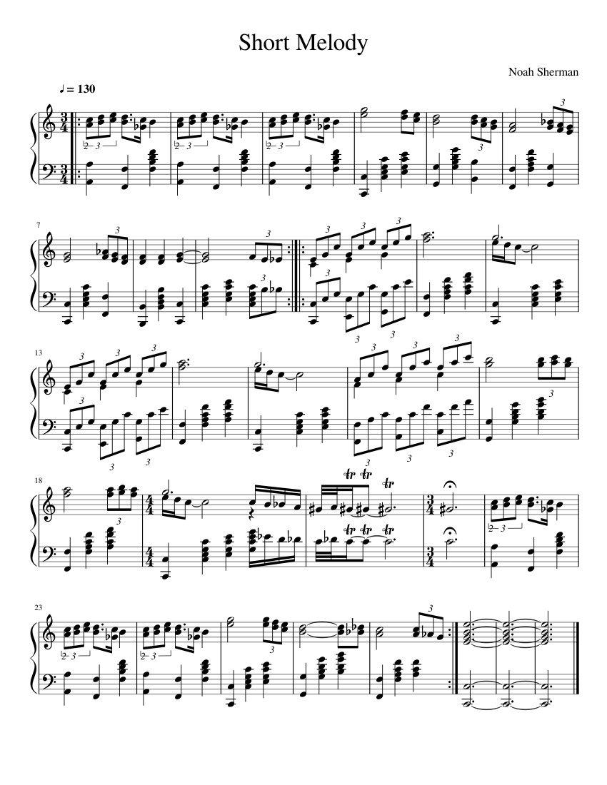 Short Melody in a minor Sheet music for Piano (Solo) | Musescore.com