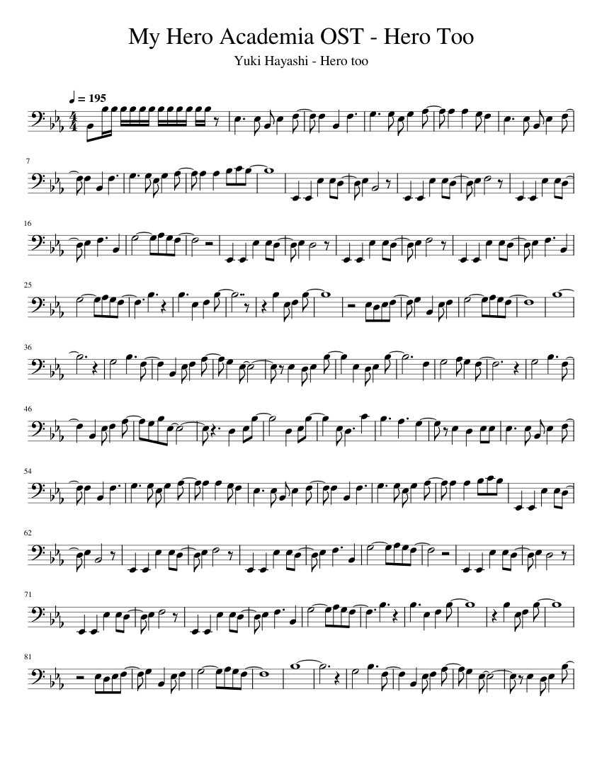 Hero Too – Yuki Hayashi Hero Too Sheet music for Bassoon (Solo ...
