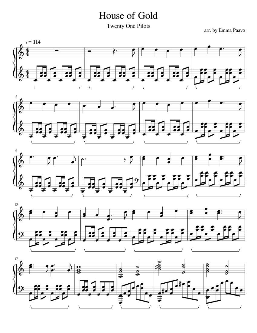 House of Gold - Twenty One Pilots Sheet Music for Piano (Solo ...