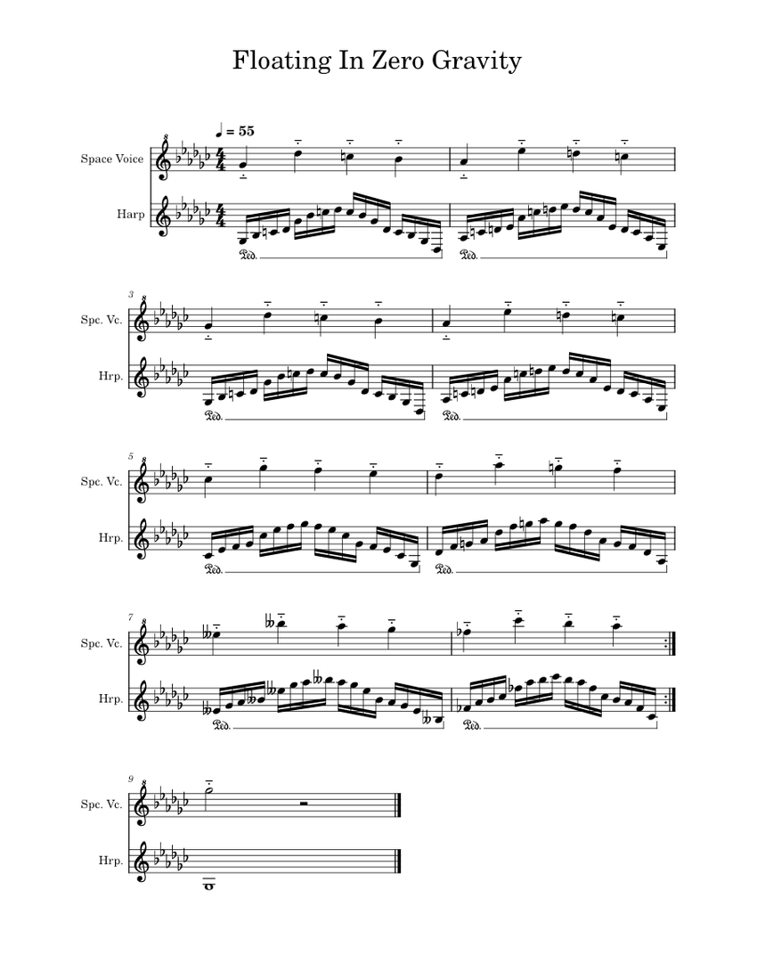 Floating In Zero Gravity Sheet music for Harp, Synthesizer (Mixed Duet ...