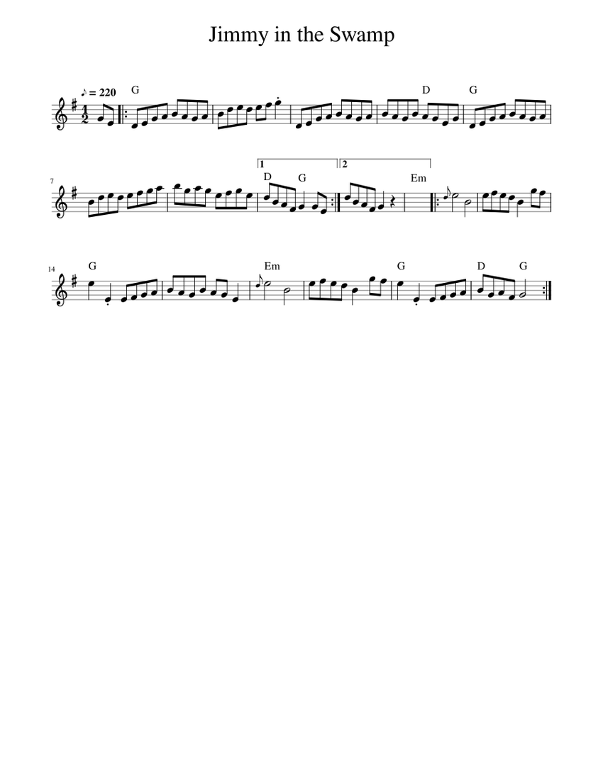 Jimmy in the Swamp Sheet music for Piano (Solo) | Musescore.com