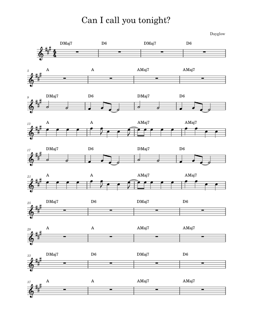 Can I call you tonight? – Dayglow (guitarra melòdica) Sheet music for ...