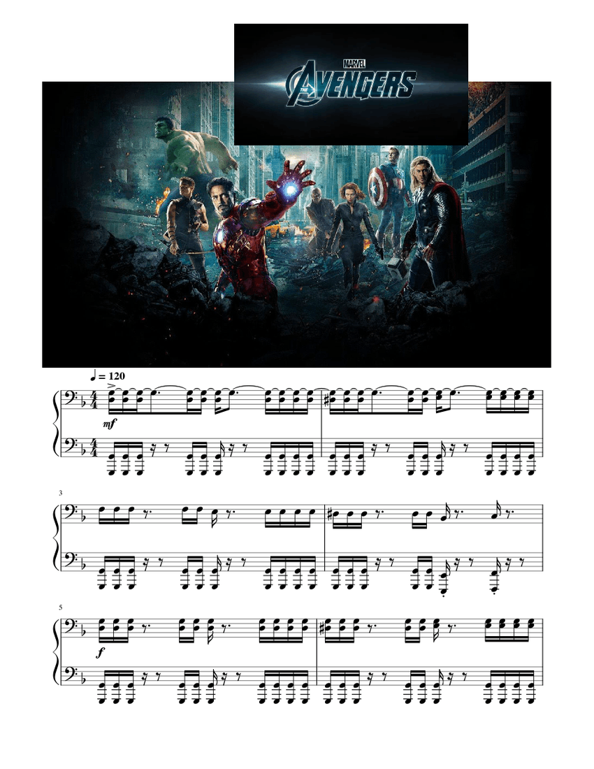The Avengers Main Theme The Avengers Sheet Music For Piano Solo