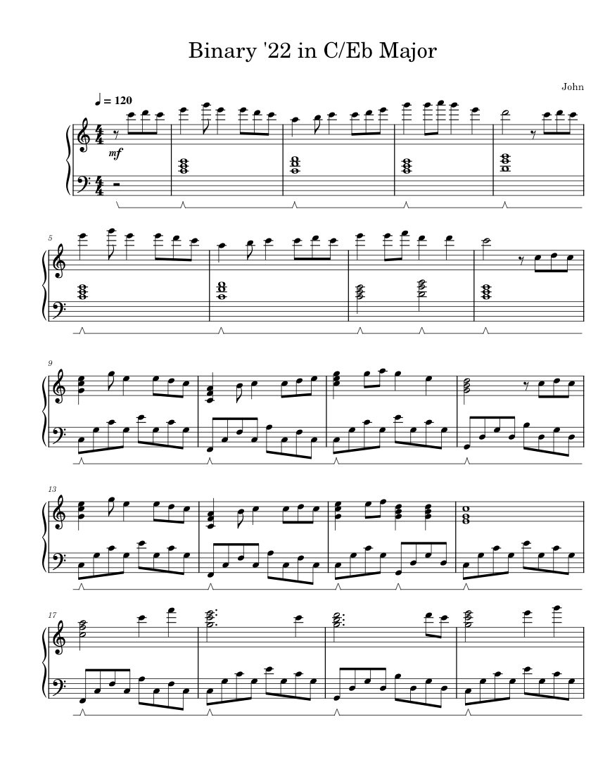 Binary '22 Sheet music for Piano (Solo) | Musescore.com