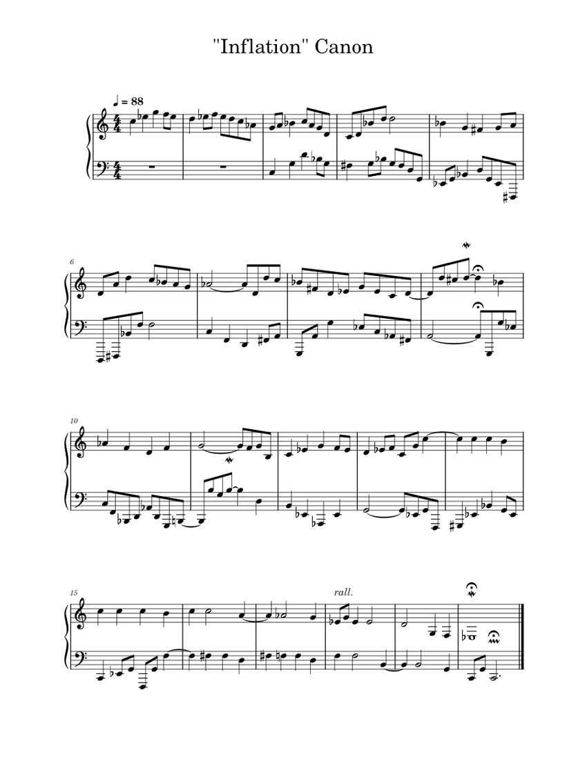 Inflation canon Sheet music for Piano (Solo) Easy | Musescore.com