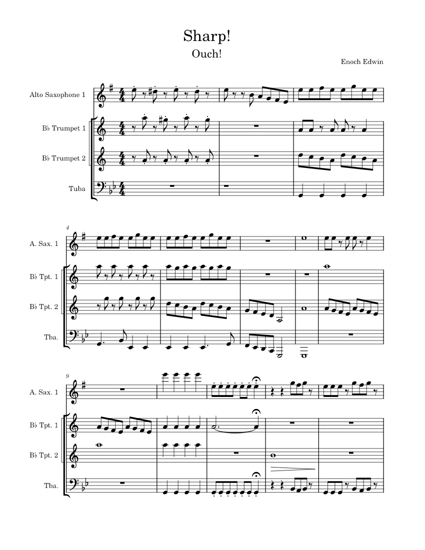 Sharp! Sheet music for Tuba, Saxophone alto, Trumpet in b-flat (Brass ...