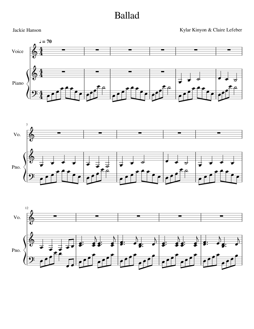 Ballad Sheet music for Piano, Vocals (Solo) | Musescore.com