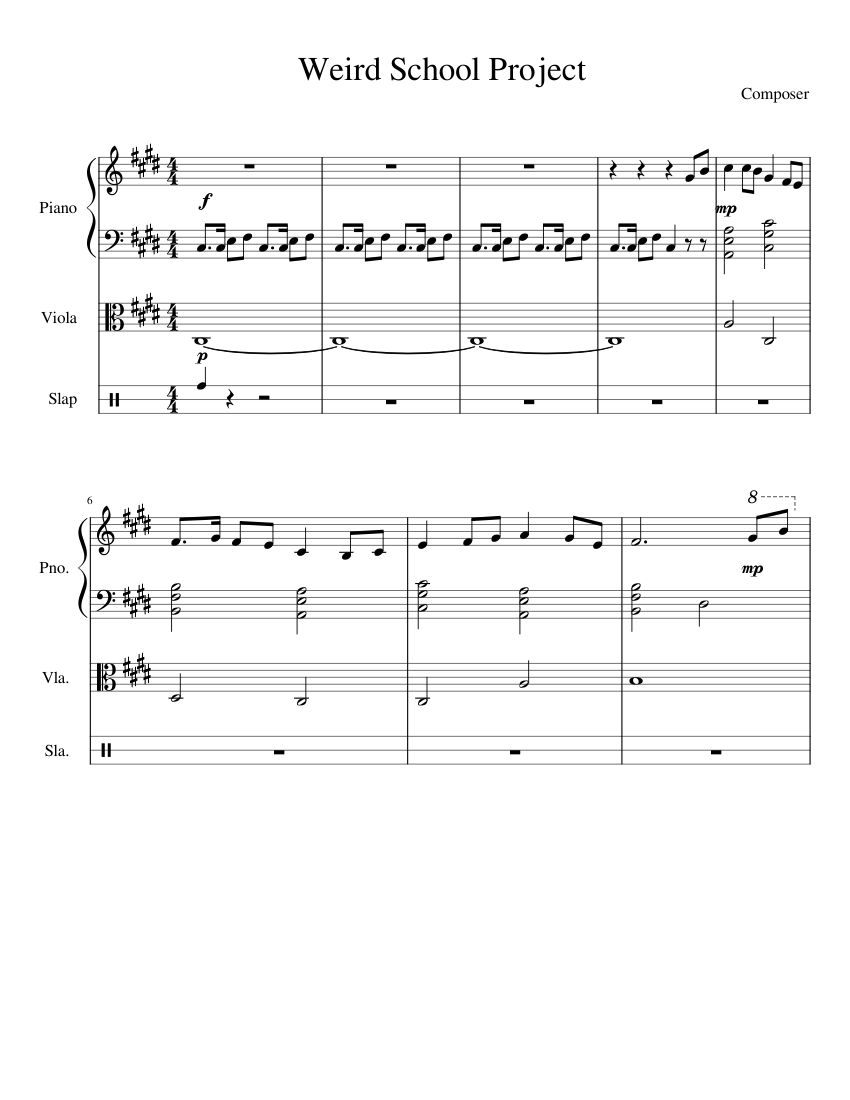 Weird School Project Sheet music for Piano, Viola, Slap (Mixed Trio ...