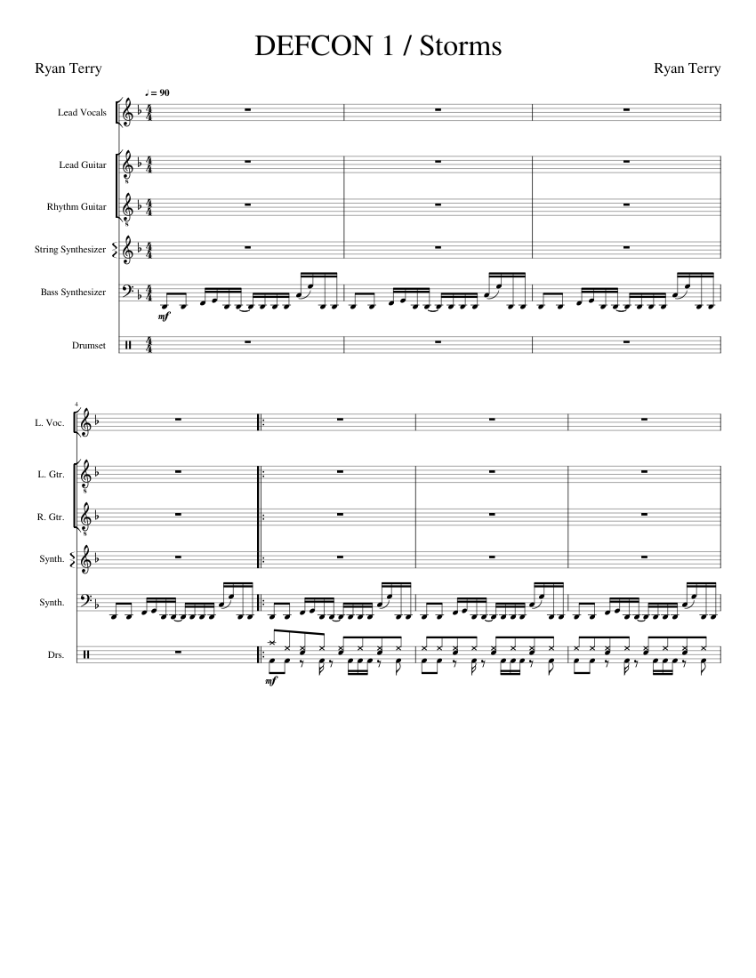 DEFCON 1 / Storms (Live Version) Sheet music for Vocals, Guitar, Bass ...