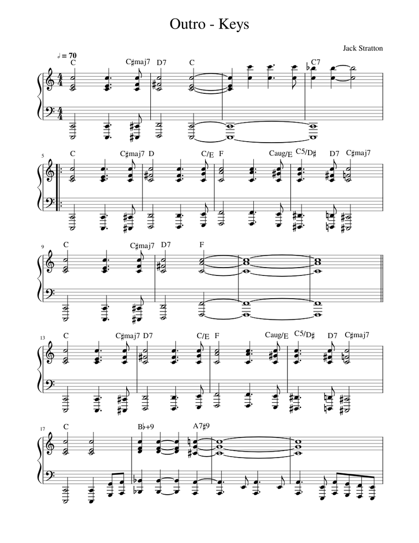 Outro - Keys Sheet Music with Chords for Piano (Solo) easy | MuseScore.com