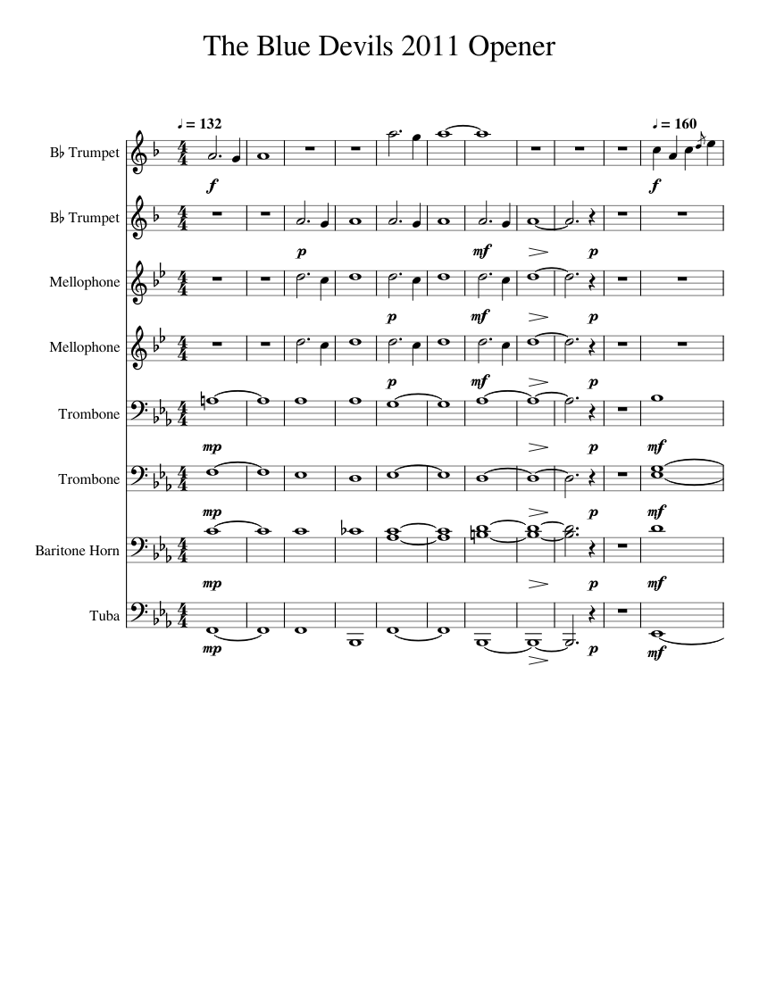 The_Blue_Devils_2011_Opener Sheet music for Trombone, Tuba, Mellophone ...