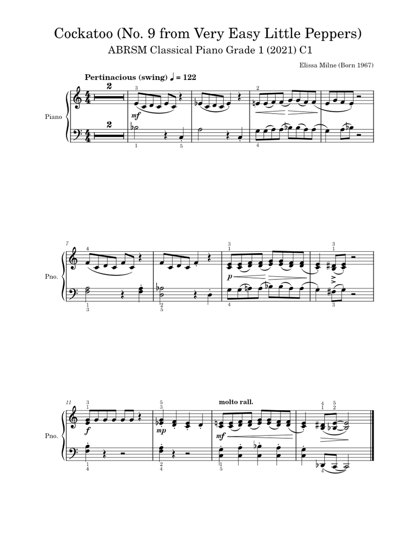 Cockatoo – Elissa Milne - piano tutorial