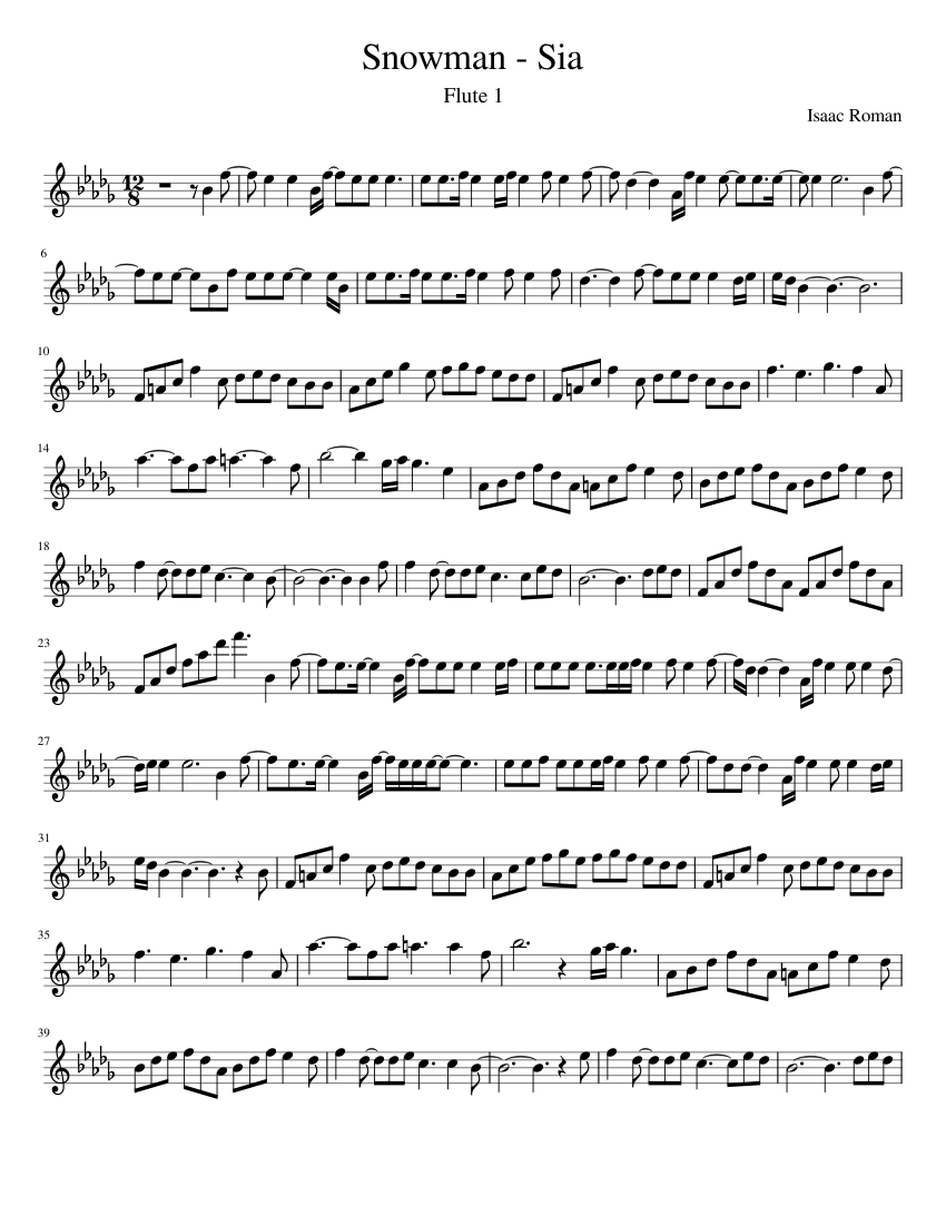 Snowman Flute 1 Sheet Music for Piano (Solo) Easy | MuseScore.com