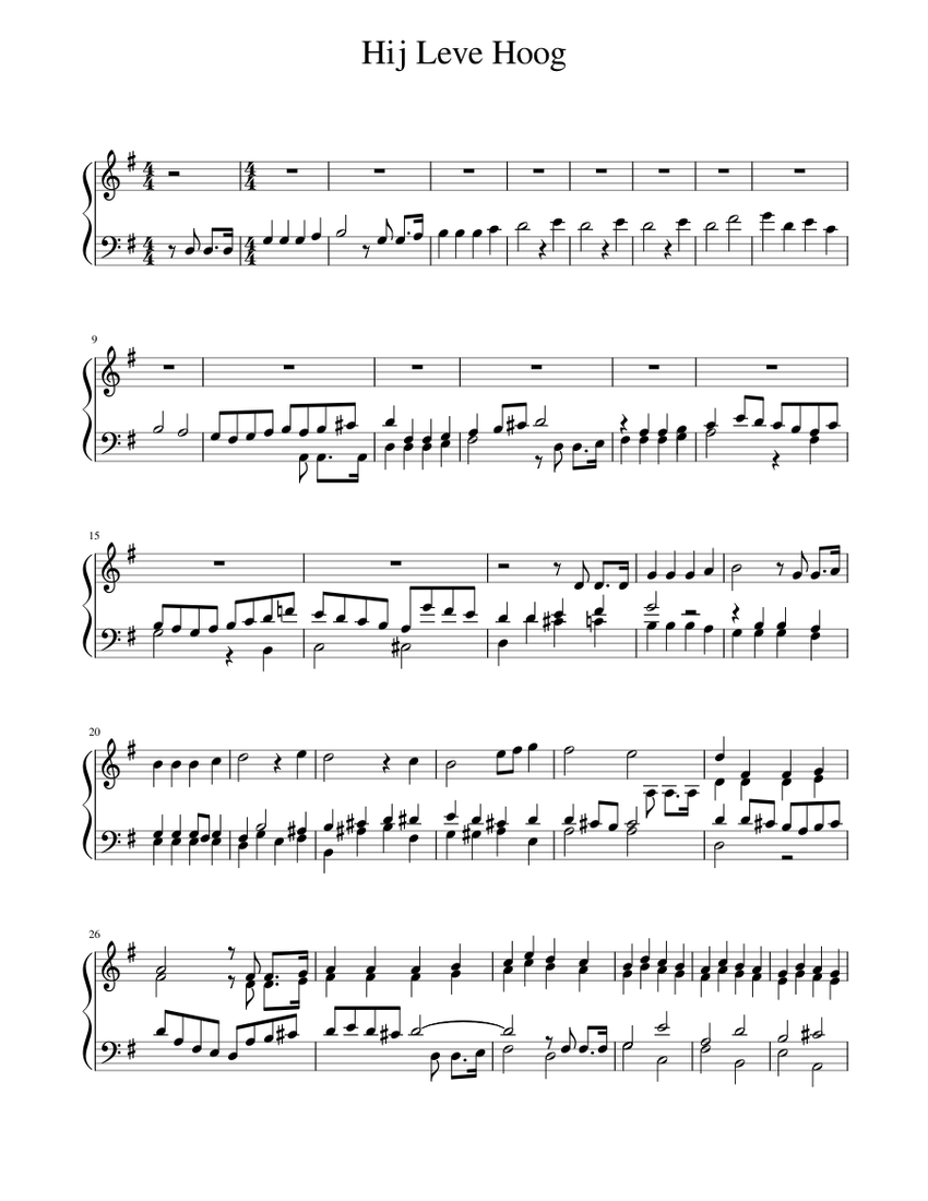 Fuga Super: Hij Leve Hoog - Keyboard Reduction Sheet music for Piano ...