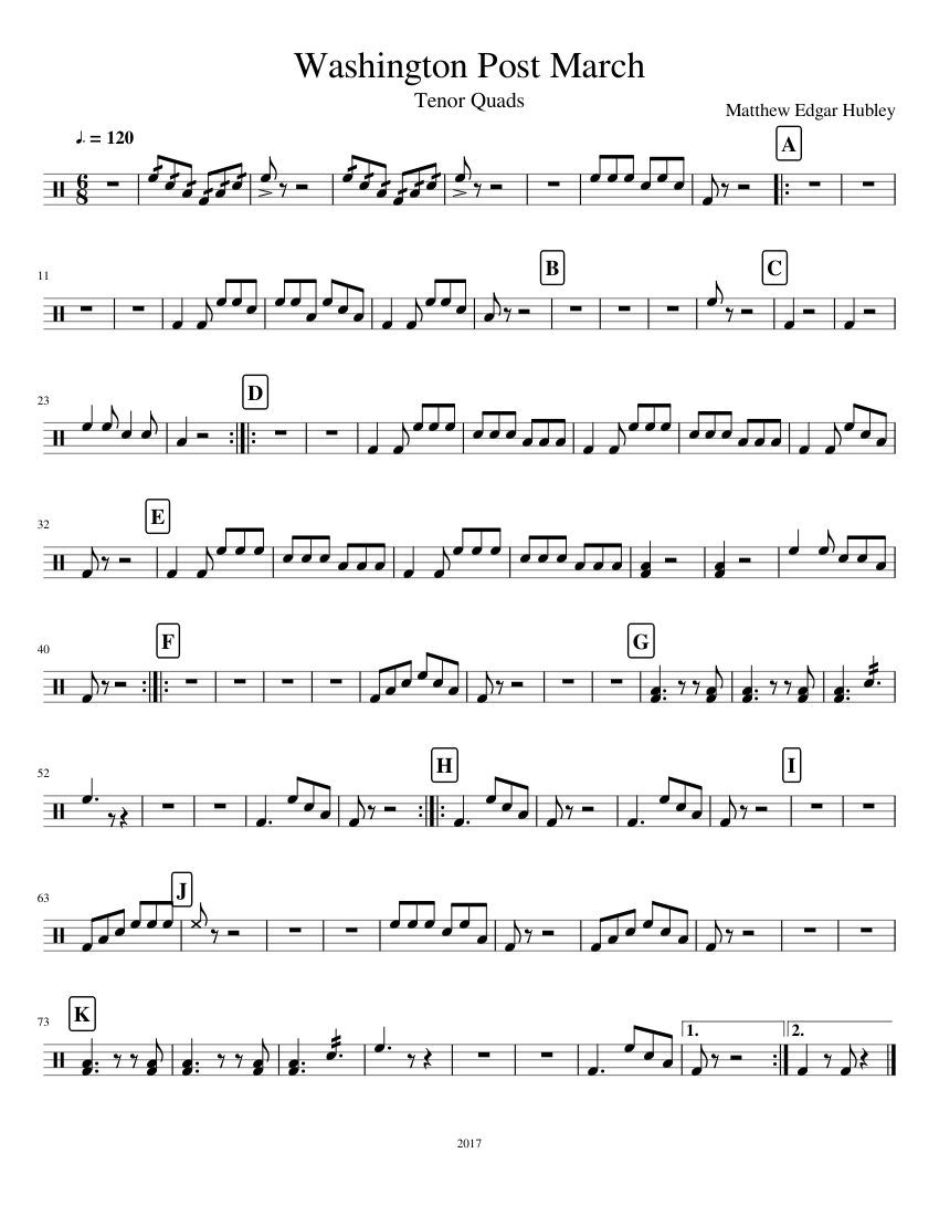 Washington Post March Sheet music for Tenor drum (Solo) | Musescore.com