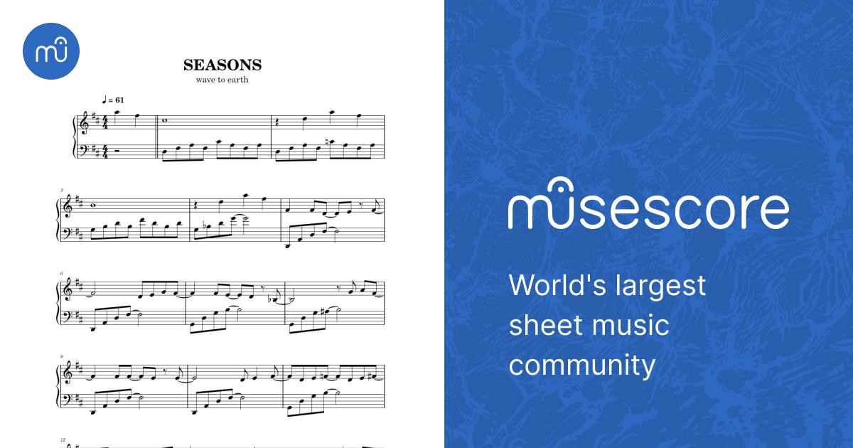seasons - wave to earth Sheet Music with Chords for Piano (Solo) easy ...