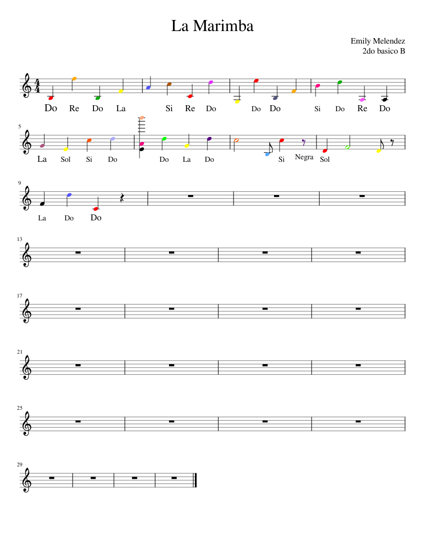 La Marimba Sheet Music for Piano (Solo) easy | MuseScore.com