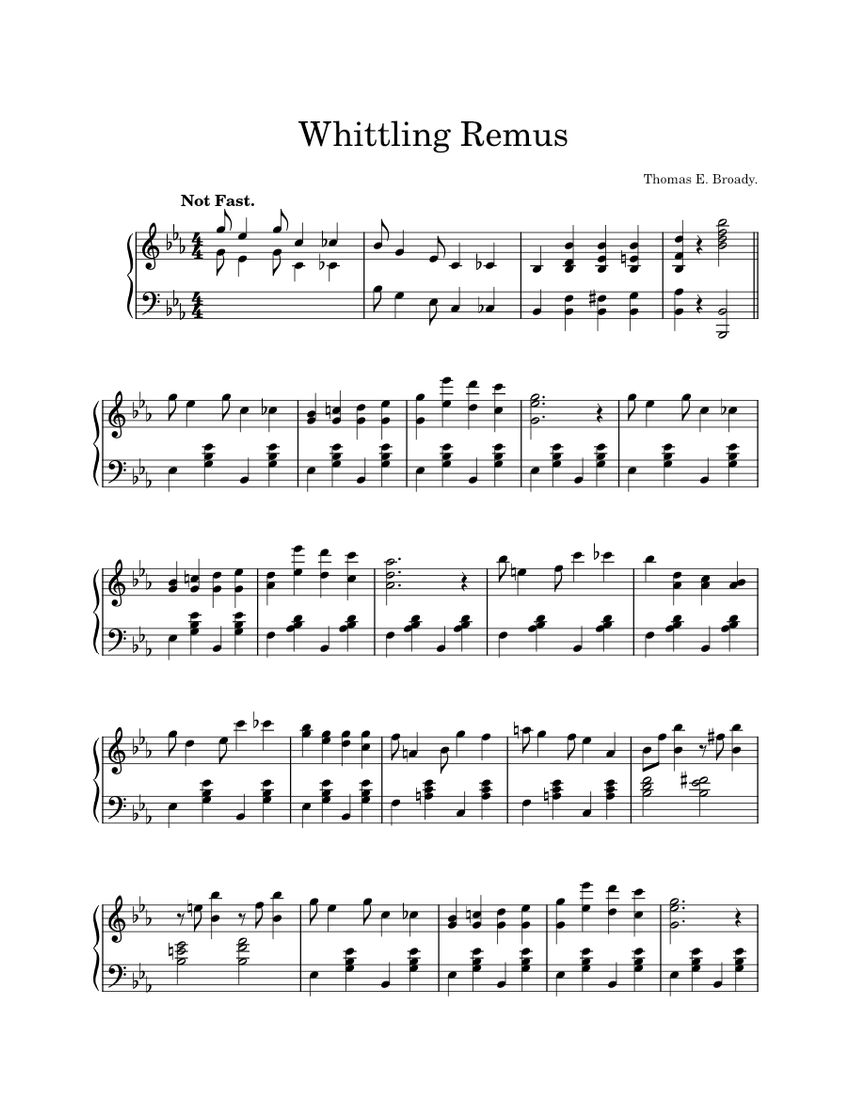 Whittling Remus – Thomas E. Broady Sheet Music for Piano (Solo ...
