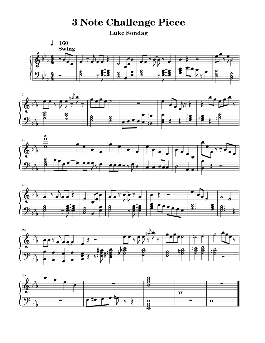 30 Minute 3 Note Piece Sheet music for Piano (Solo) Easy | Musescore.com