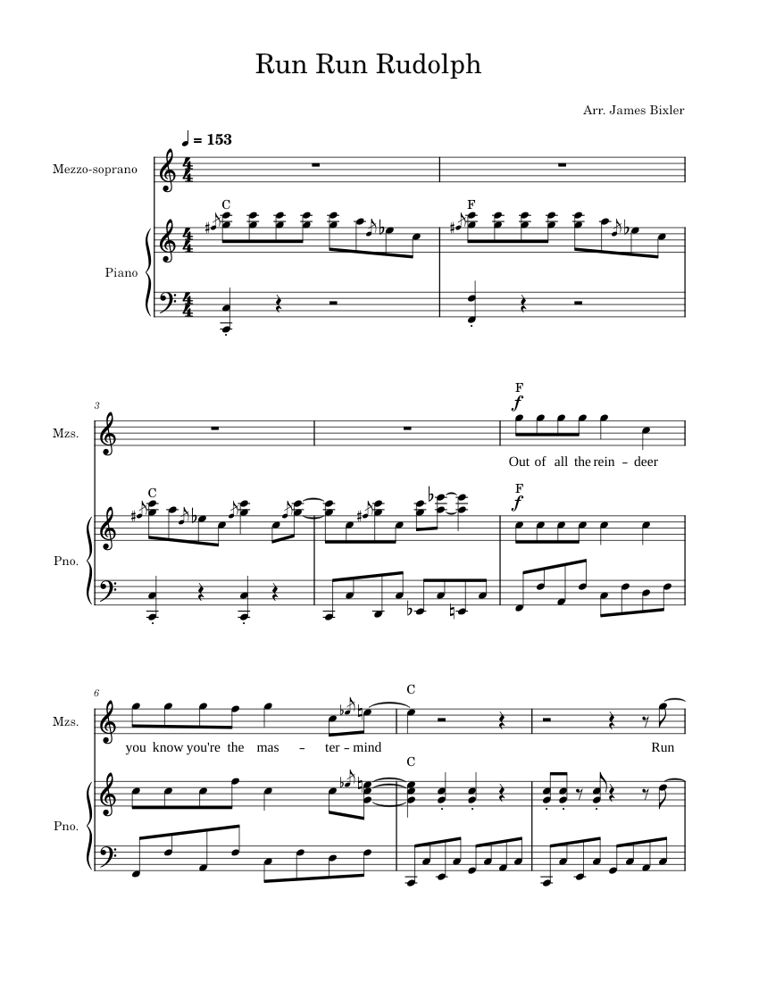 Run rudolph run – Chuck Berry Run Run Rudolph Sheet Music with Chords ...