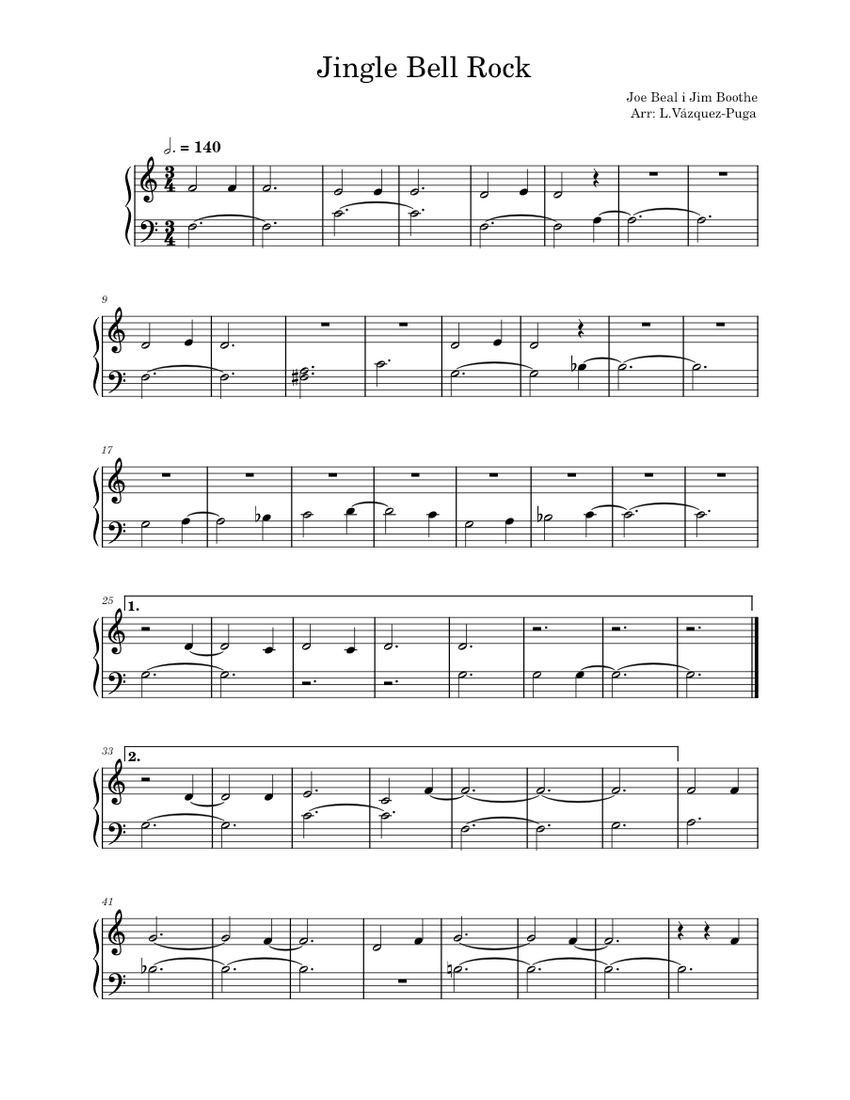 Jingle bell rock – Misc Christmas Sheet music for Piano (Solo) Easy ...