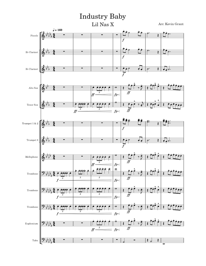 Industry Baby - Lil Nas X Sheet music for Trombone, Euphonium, Tuba ...