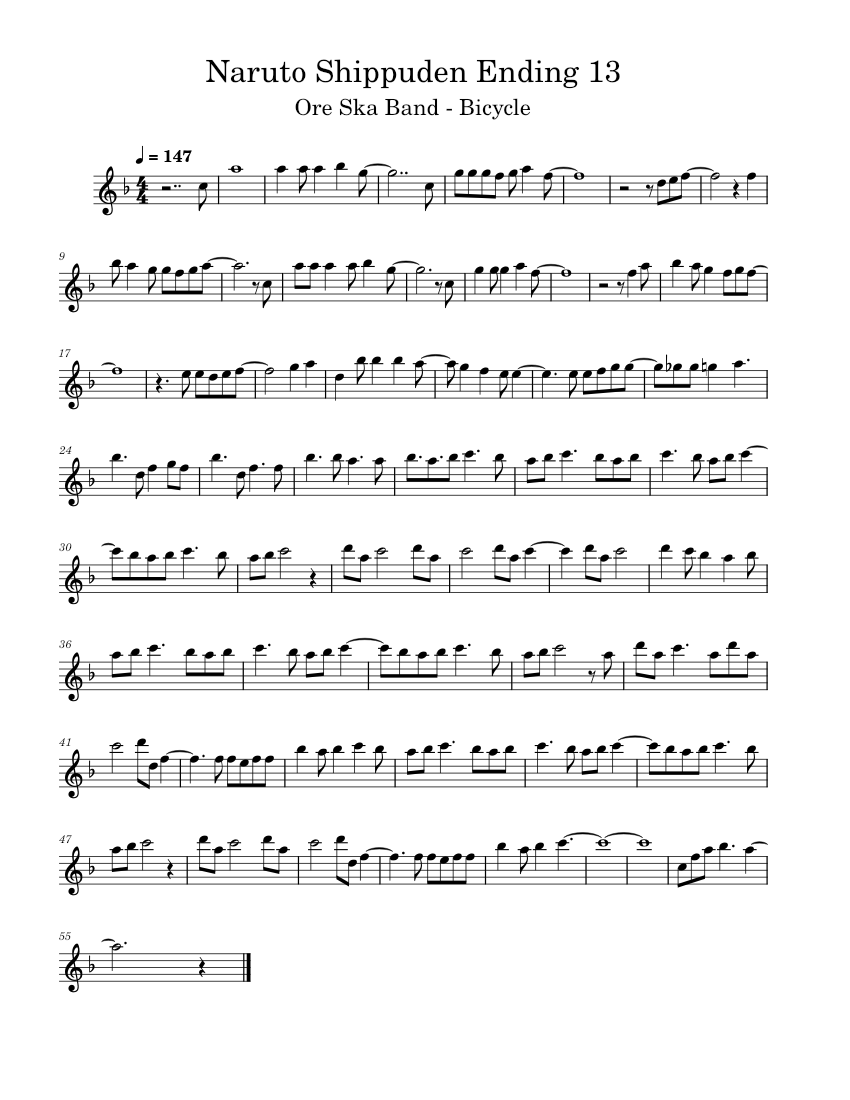 Naruto Shippuden Ending 13 Sheet music for Flute (Solo) | Musescore.com