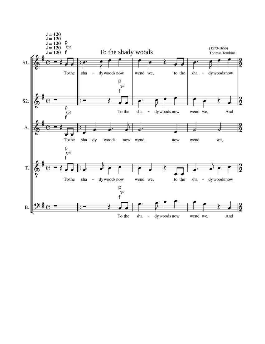 To the shady woods - Thomas Tomkins Sheet music for Piano, Alto, Tenor ...