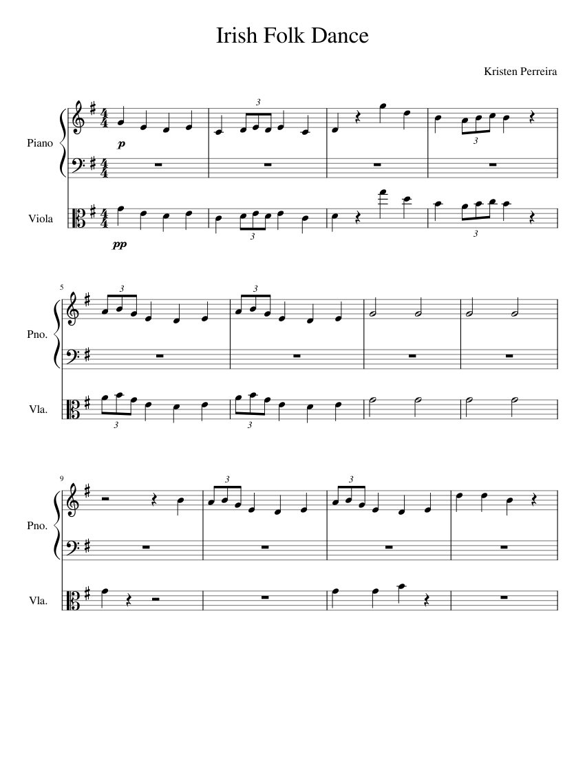 Irish Folk Dance Sheet Music for Piano, Viola (Solo) | MuseScore.com