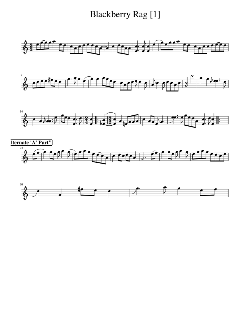 Blackberry Rag Sheet music for Piano (Solo) Easy | Musescore.com