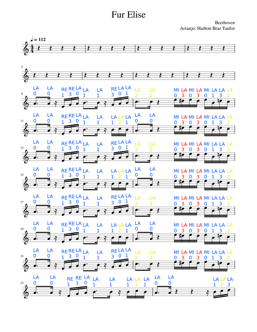 Für Elise Remix (Tocar com canal H Skulex do youtube) Sheet Music for ...
