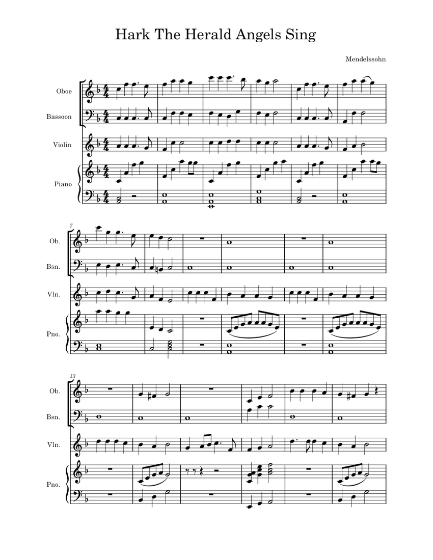 Hark_The_Herald_Angels_Sing Sheet music for Piano, Oboe, Bassoon ...