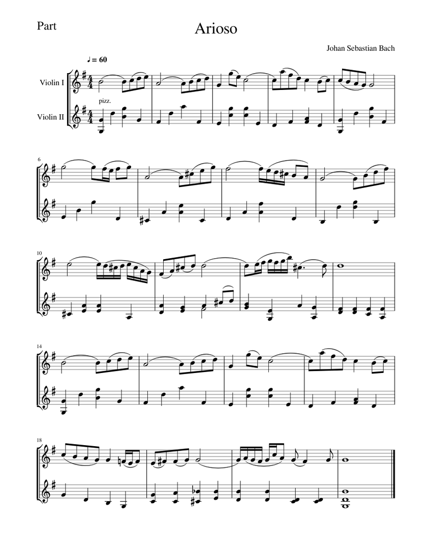 Arioso Sheet Music for Violin (String Duet) | MuseScore.com
