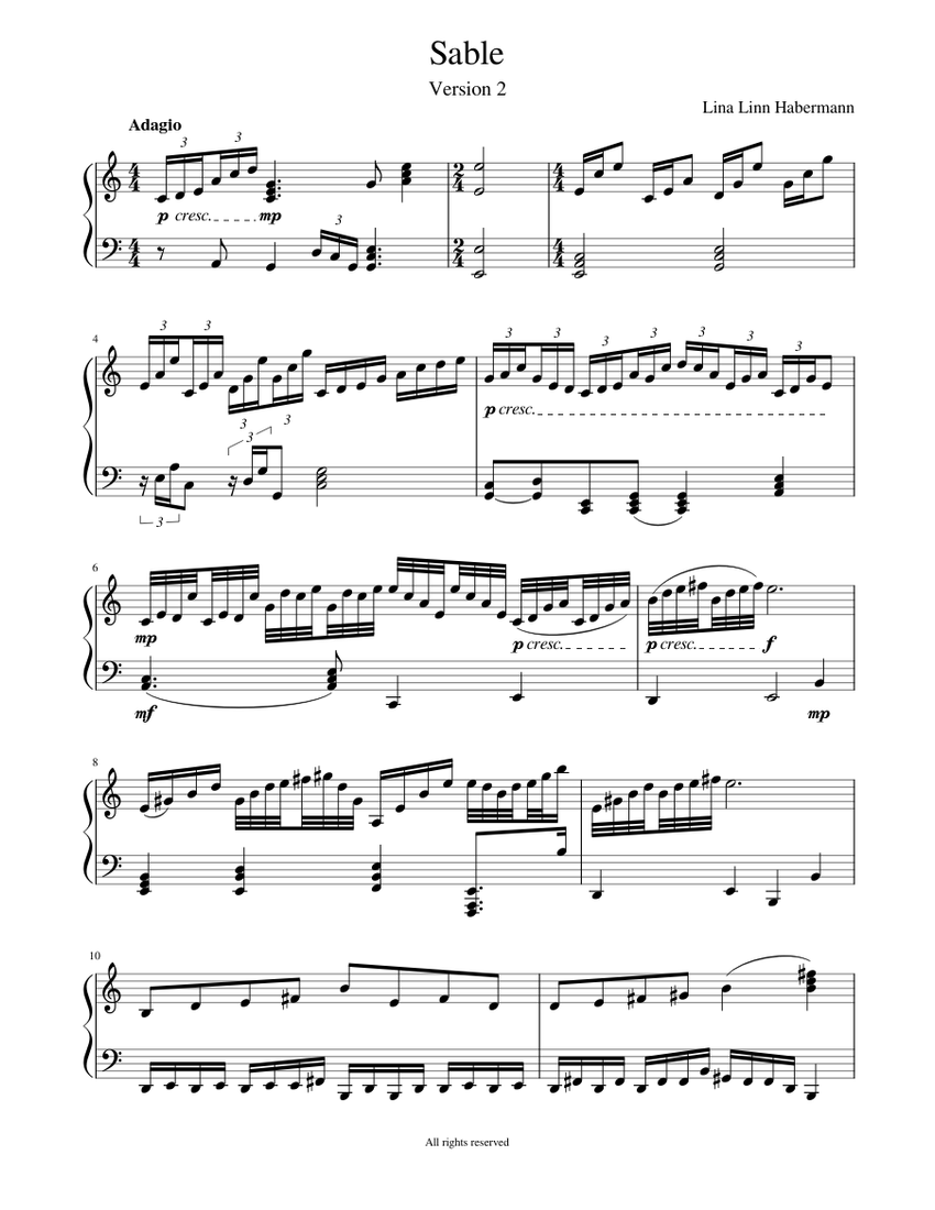 Sables -Linna Sheet music for Piano (Solo) | Musescore.com