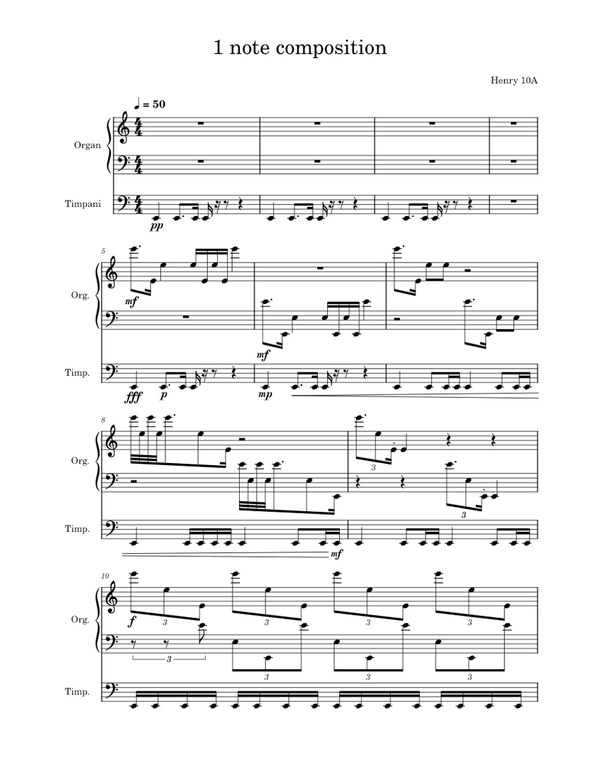 1 note project Sheet music for Organ, Timpani (Mixed Duet) | Musescore.com