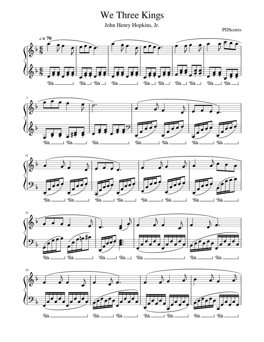 We Three Kings - Piano Arrangement Sheet Music for Piano (Solo ...